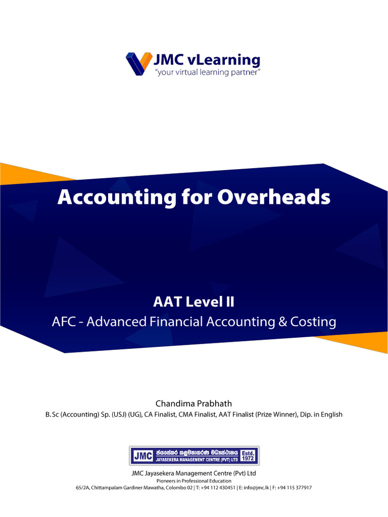 JMC VLearning AAT 2 E AFC-Acccounting For Overheads-Chandima Prabath ...