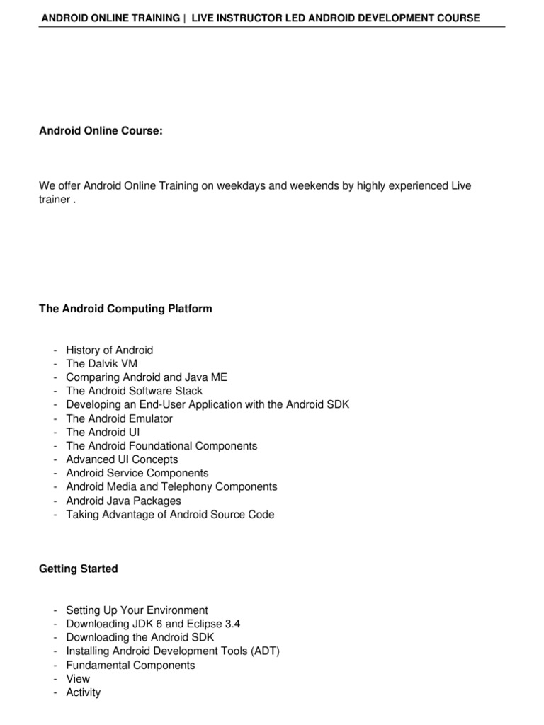 Android Pdf Android Operating System Java Programming Language