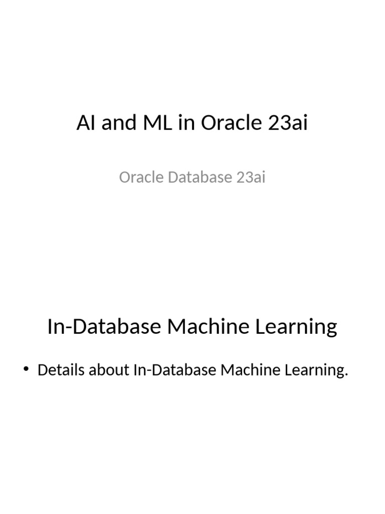 AI and ML in Oracle 23ai | PDF