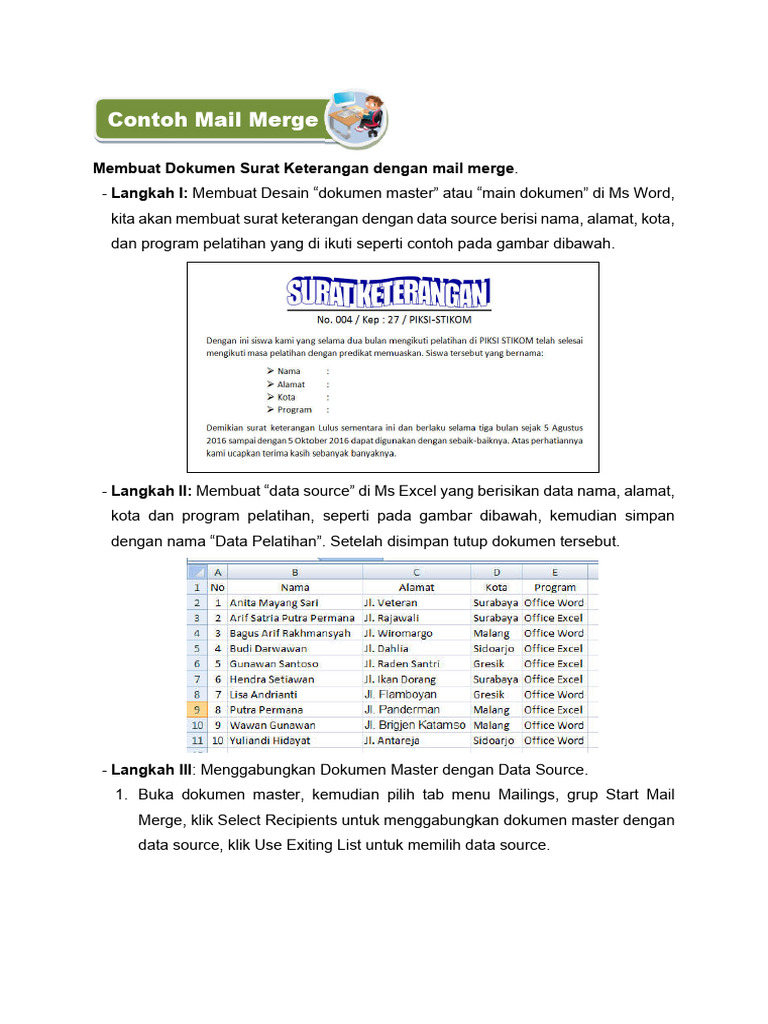 Panduan Mail Merge di Word dan Excel | PDF