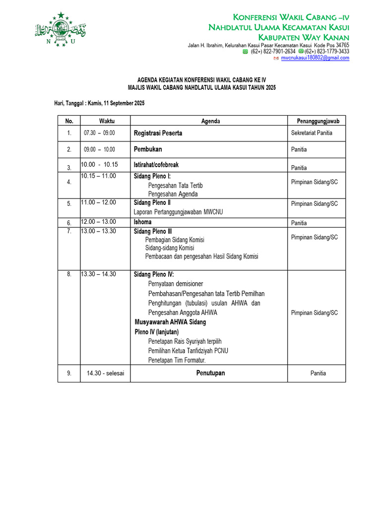 Agenda Dan Susunan Acara | PDF
