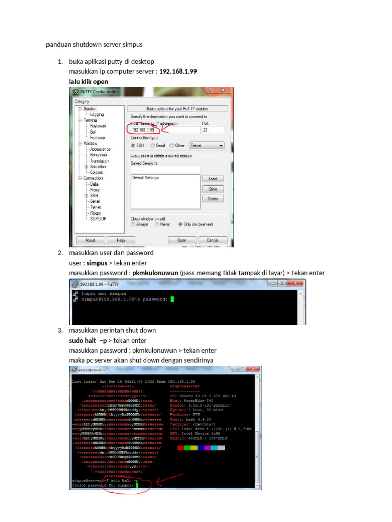Panduan Shutdown Server Simpus | PDF