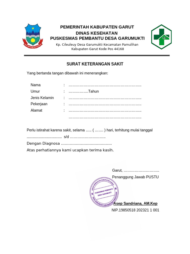 Form SRT Keterangan Sakit | PDF