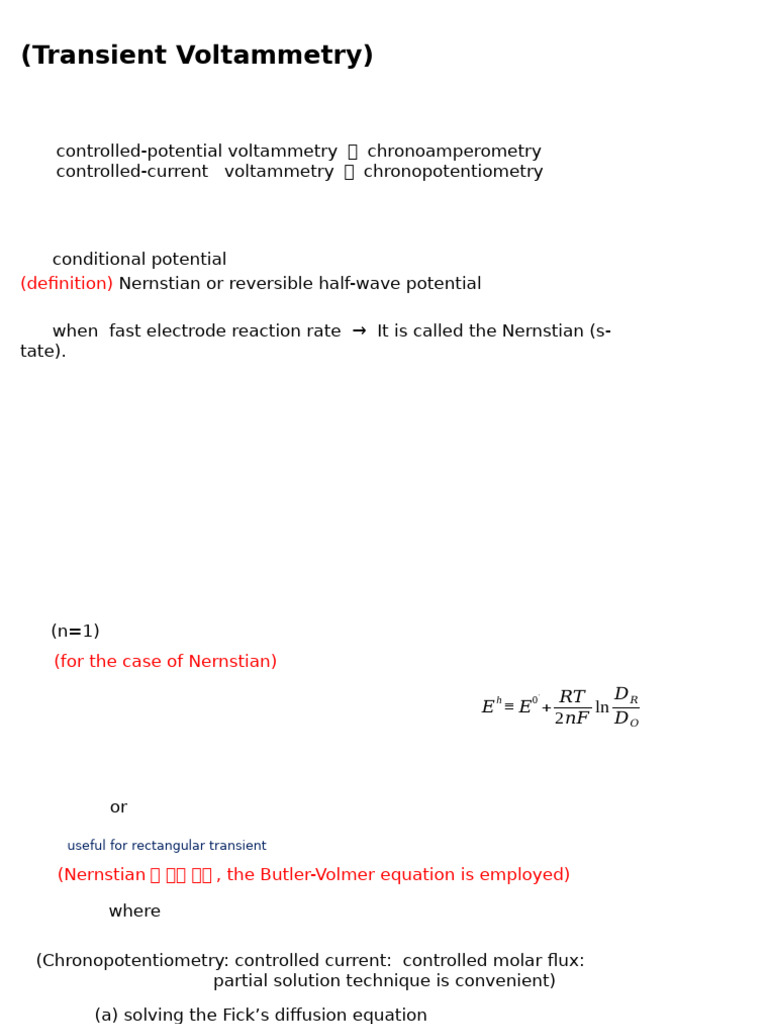 Nernstian Potential in Voltammetry Analysis | PDF | Electrical ...