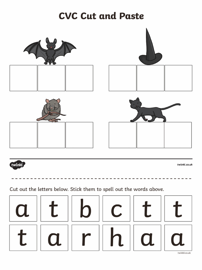 Halloween CVC Cut and Paste Activity 3 | PDF