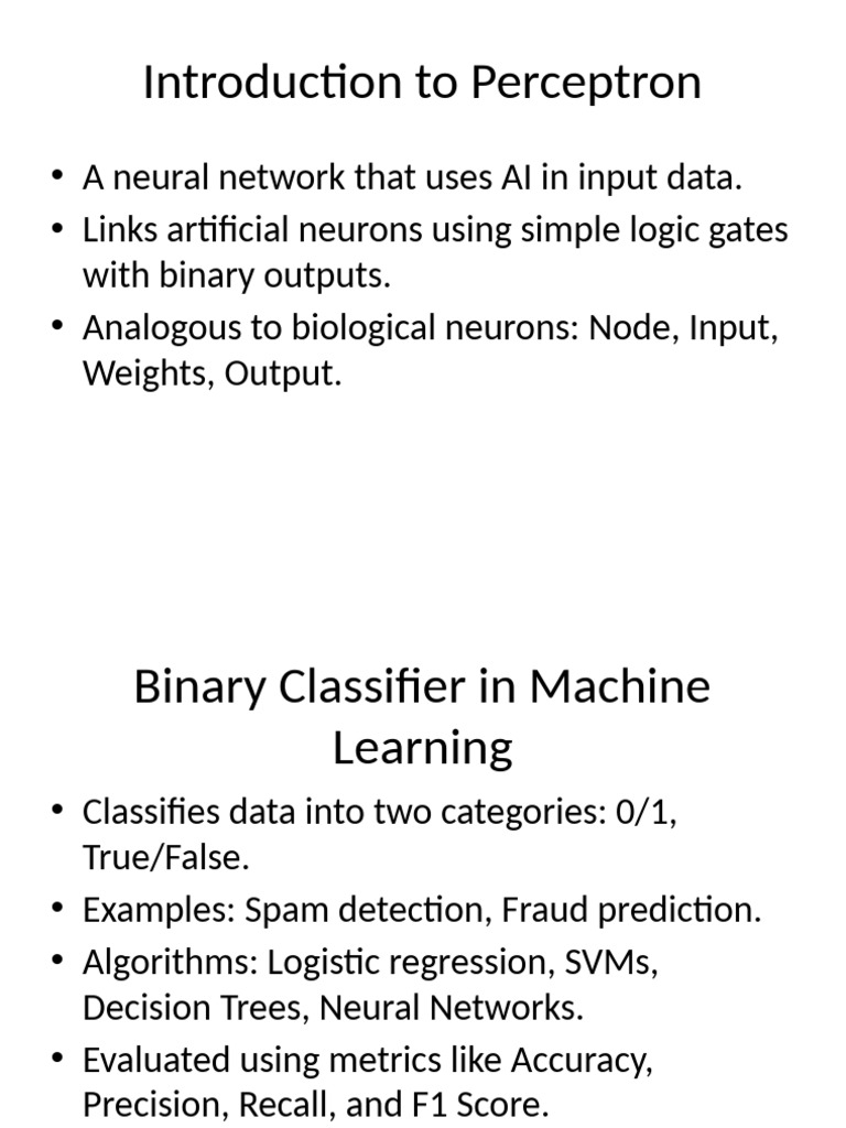 Perceptron Detailed Presentation | PDF | Neuron | Artificial Intelligence
