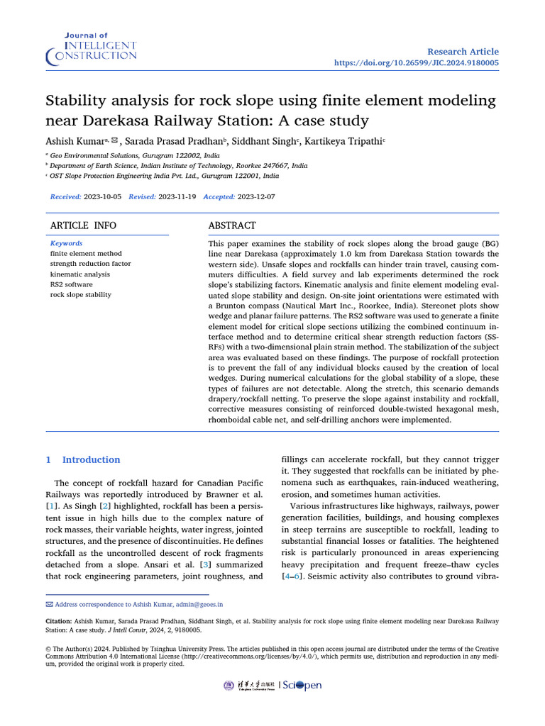 Rock Slope Stability Analysis Near Darekasa | PDF | Physical Sciences ...