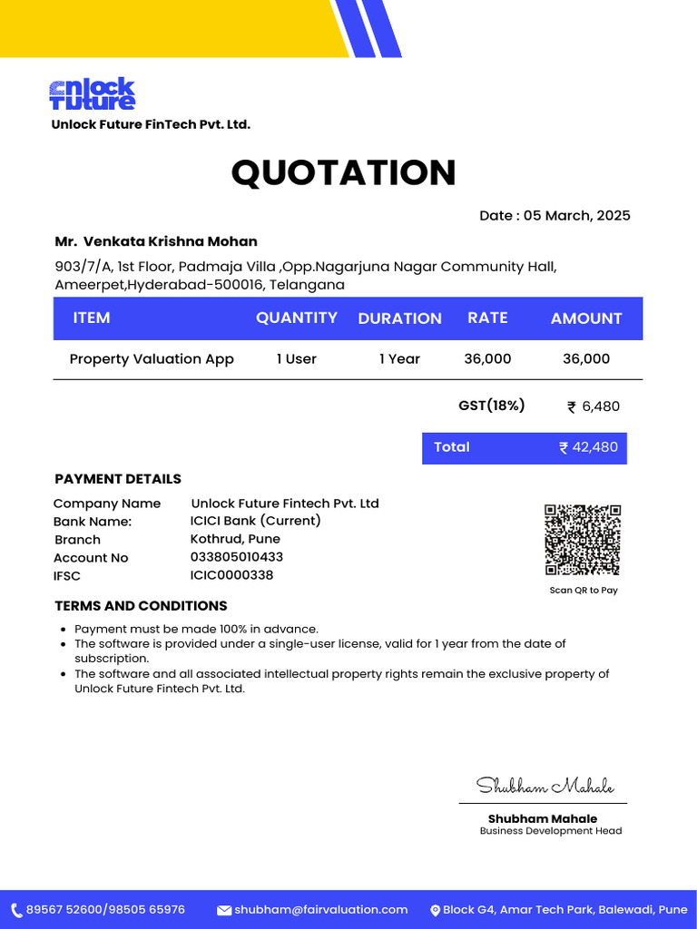 Quotation For Venkata Krishna Mohan Sir | PDF