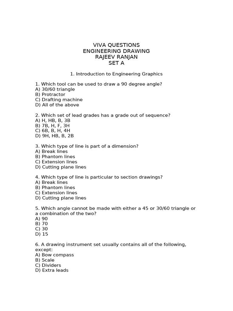 VIVA QUESTIONS ENGINEERING DRAWING | PDF | Tetrahedron | Triangle