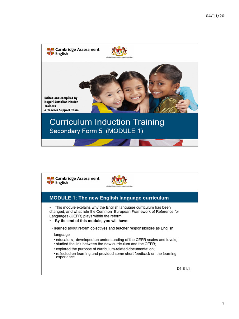 Cefr F5 2021 Module 1 | PDF | Curriculum | Teachers