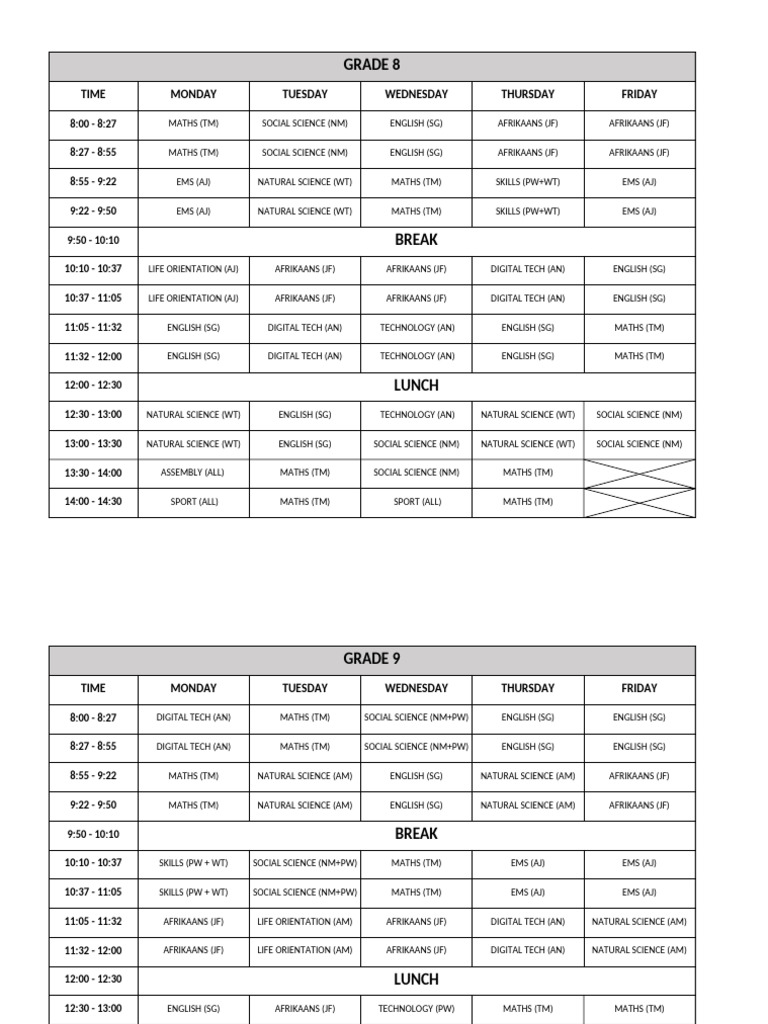College Timetable 2025 | PDF