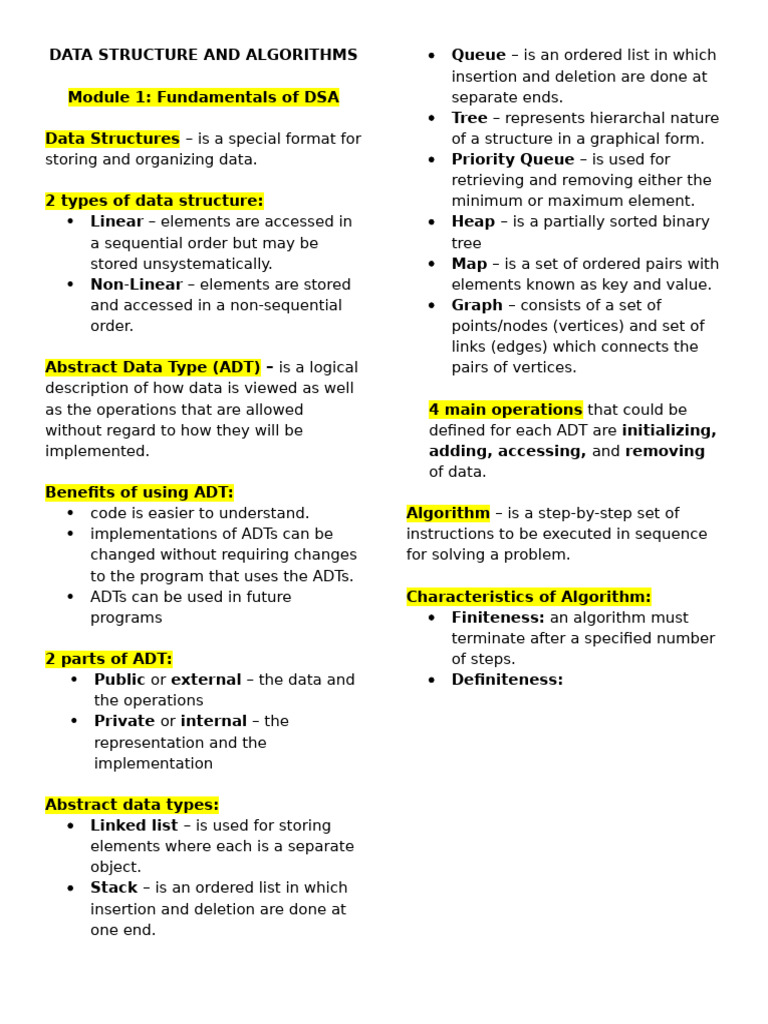 DSA Reviewer | PDF | Discrete Mathematics | Computer Programming
