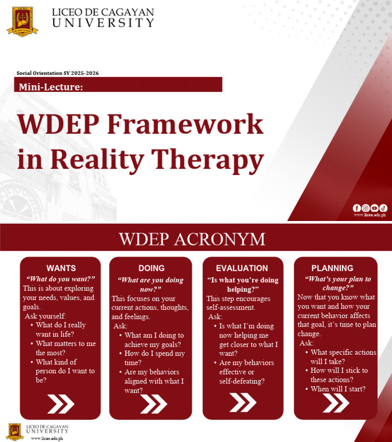 WDEP Framework in Reality Therapy | PDF