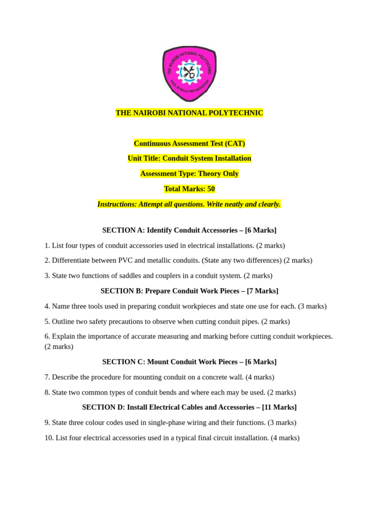 Conduit System Installation Guide | PDF | Electrical Wiring ...