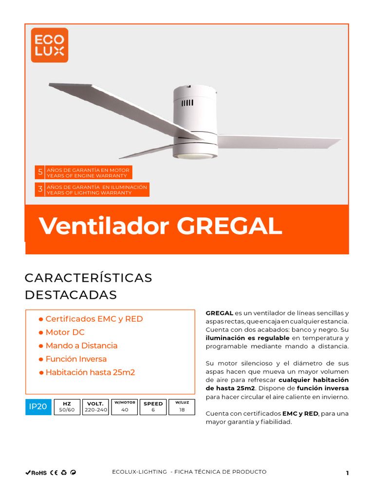 Ventilador GREGAL: Eficiencia y Estilo | PDF