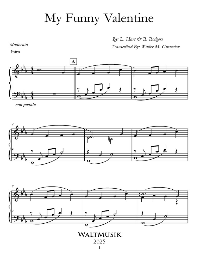 My Funny Valentine Piano Sheet | PDF