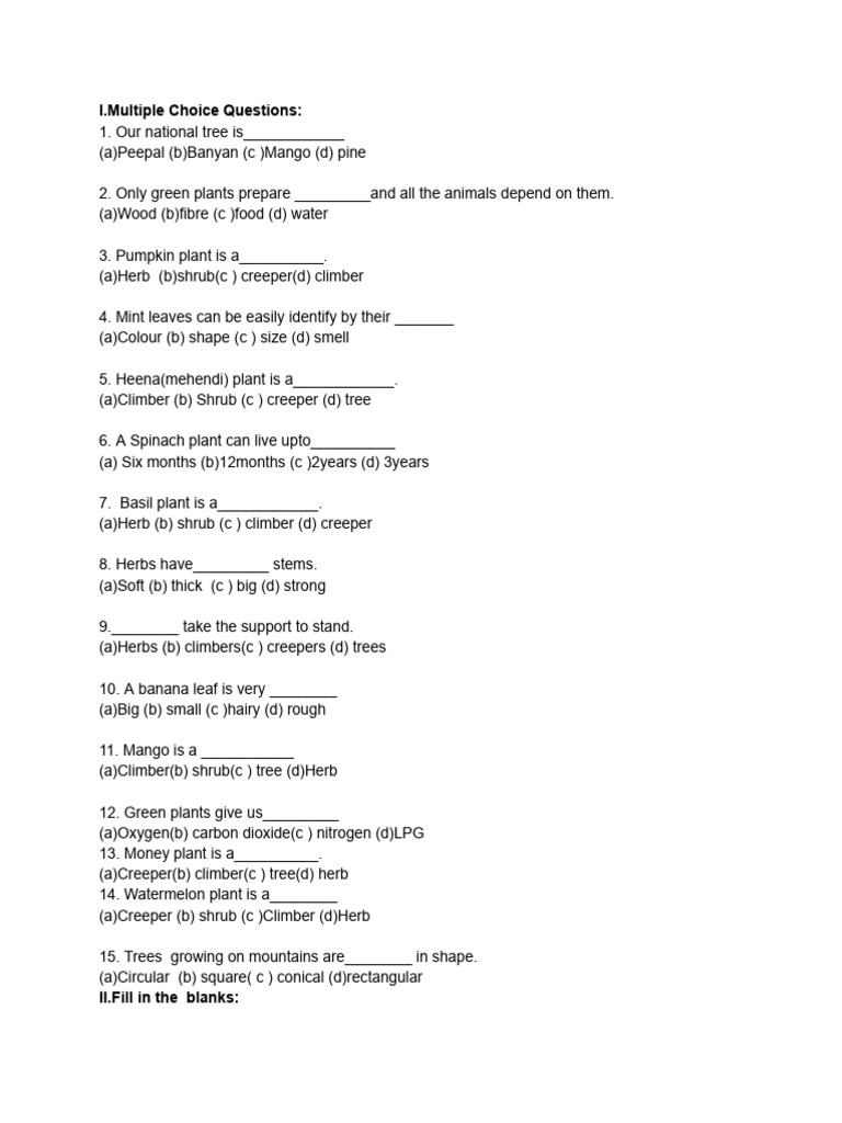 Assignment-1EVS Grade3 | PDF | Trees | Shrub