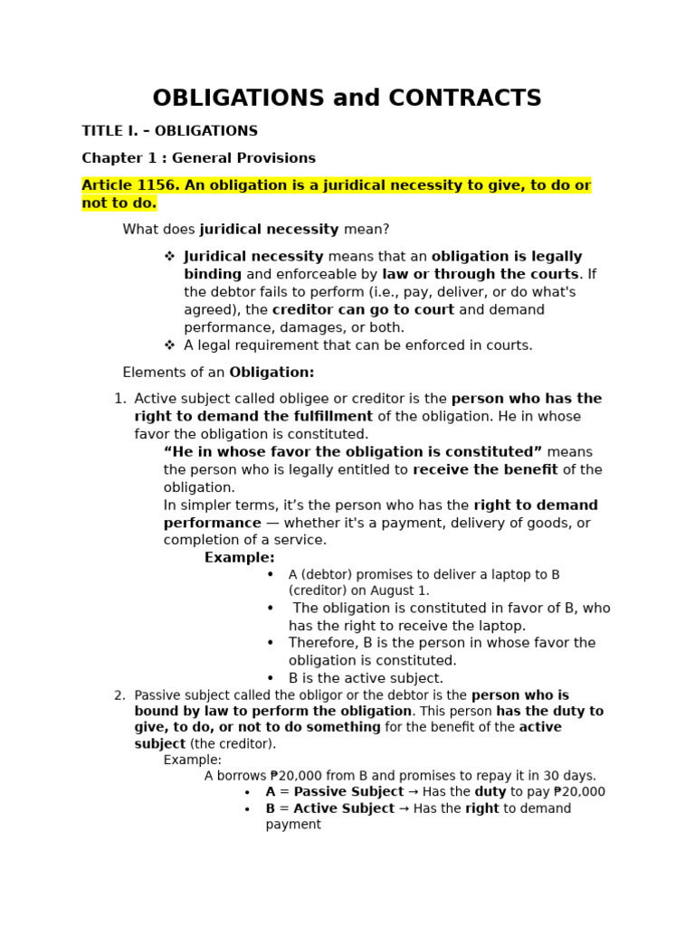 Understanding Legal Obligations and Contracts | PDF | Fiduciary | Creditor