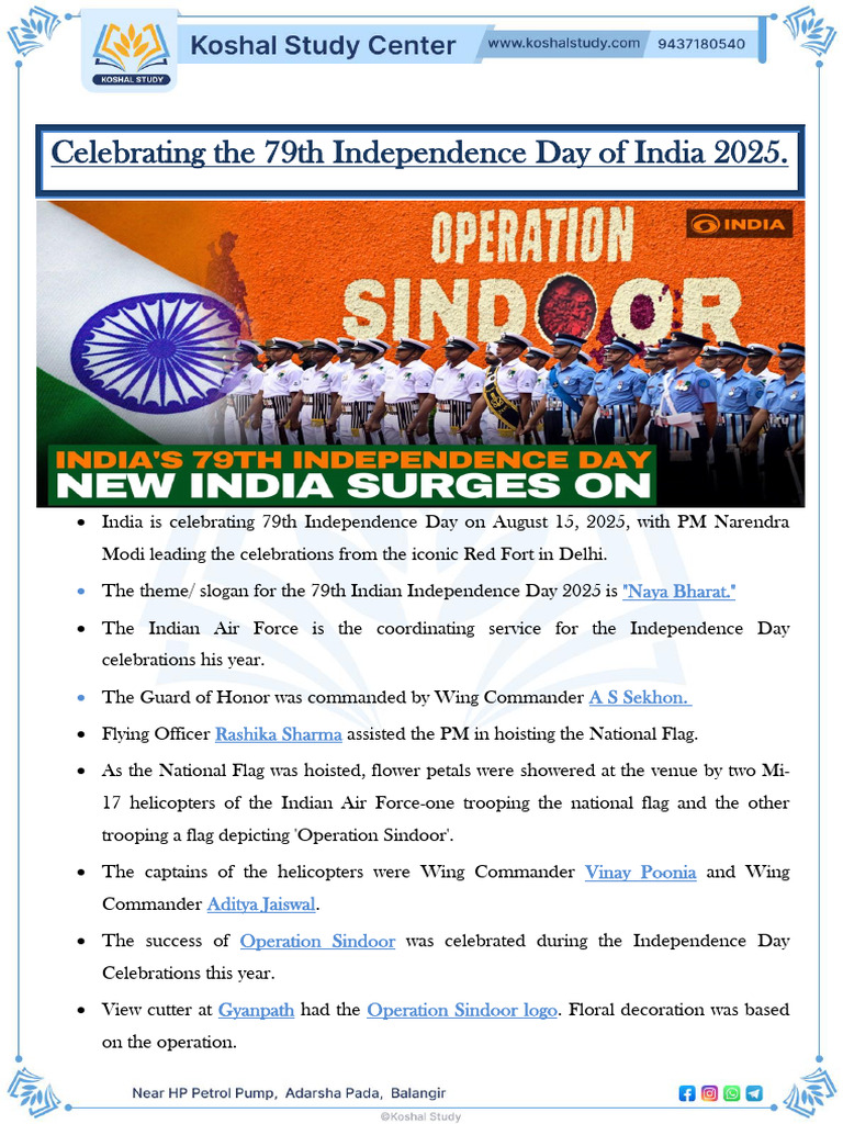 79th Independence Day Celebrations 2025 | PDF | Partition Of India ...