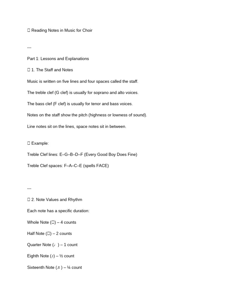 Choir Notes: A Beginner's Guide | PDF
