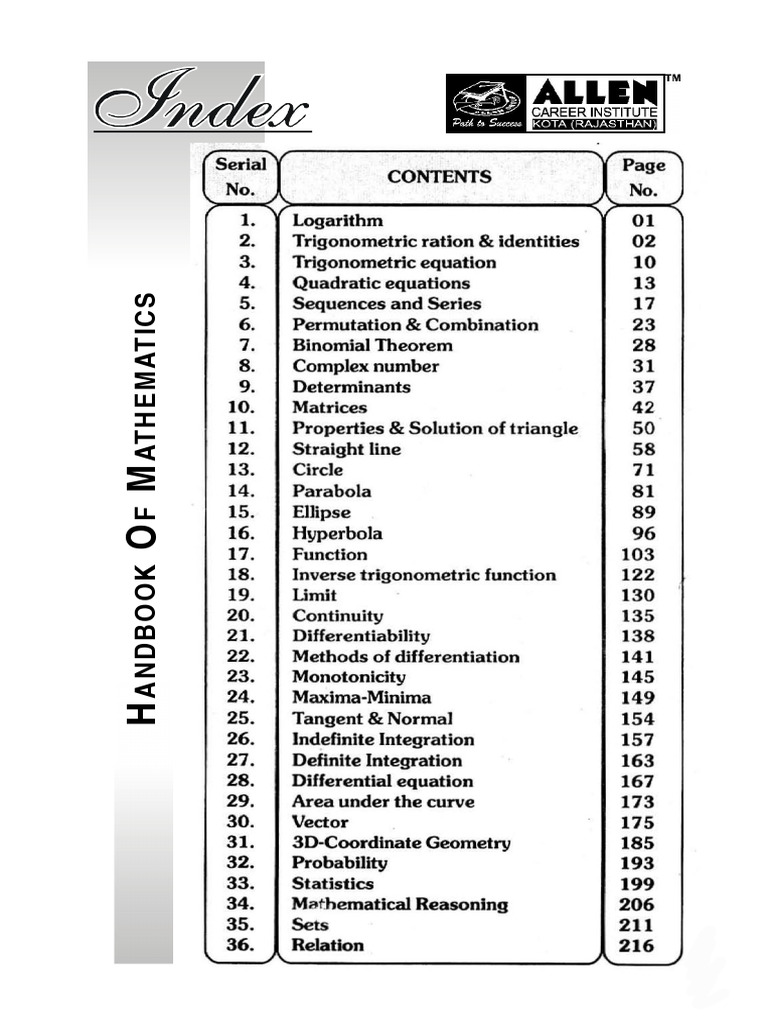Mathematics Handbook: Formulas & Concepts | PDF