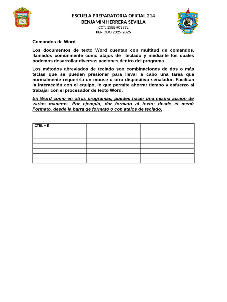 Atajos de Teclado en Word 2025-2026 | PDF