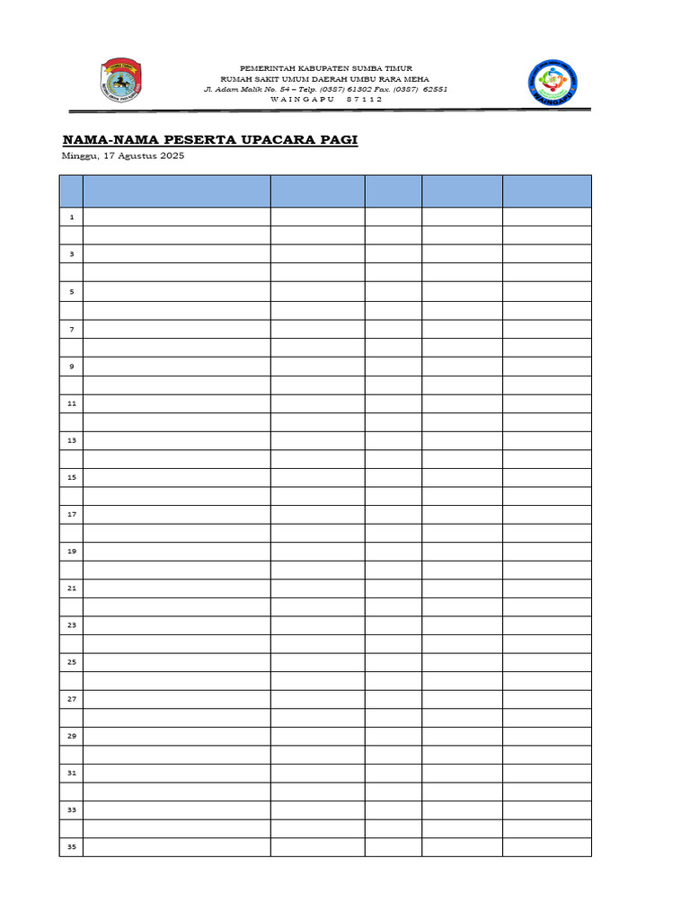 Absen Upacara Pagi 17 Agustus 2025.. | PDF