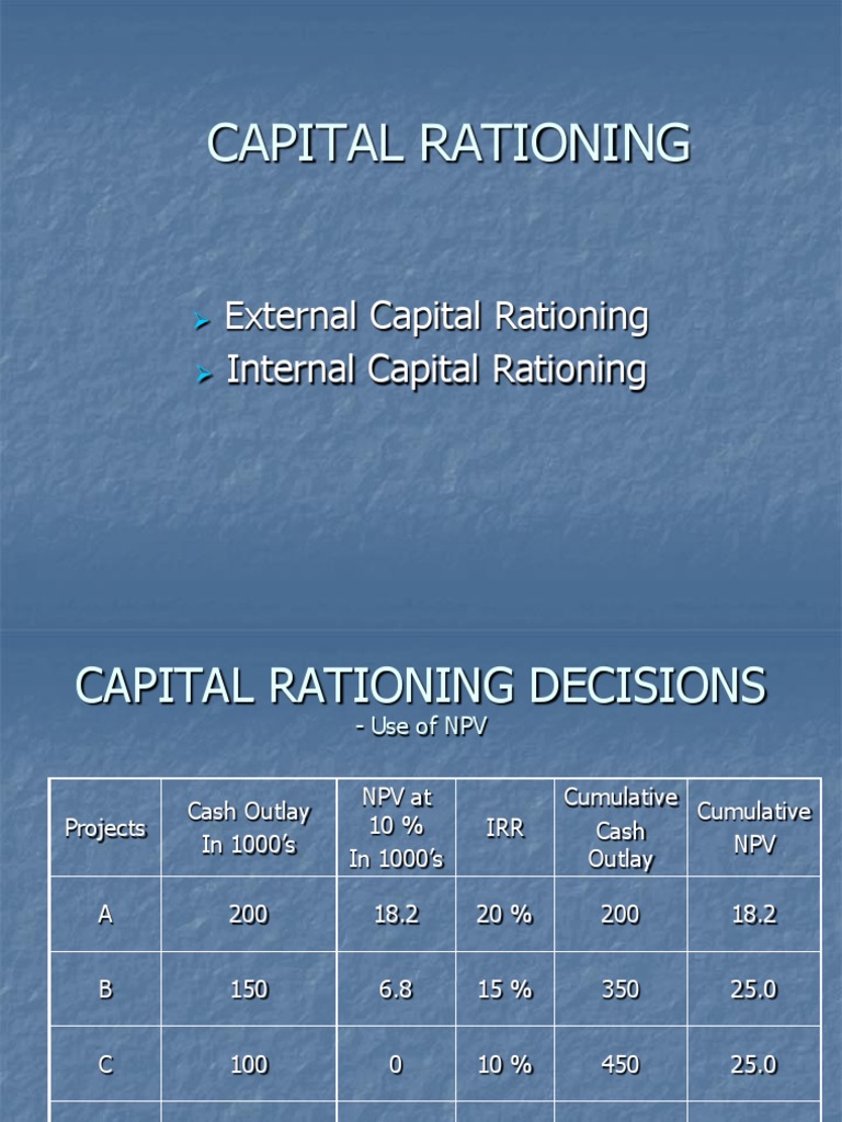 External Capital Rationing Internal Capital Rationing | PDF | Cost Of ...