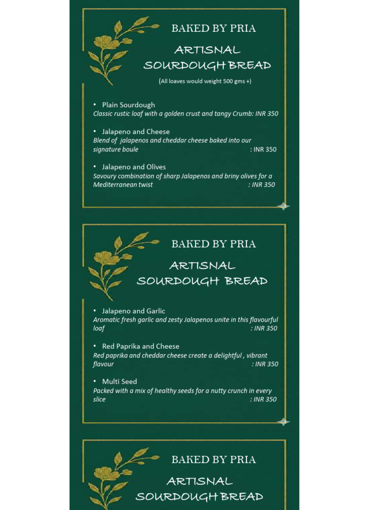 Artisanal Sourdough Bread Menu | PDF | Breads | Sourdough
