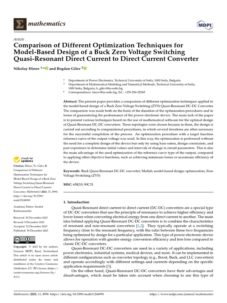 Optimization Techniques for Buck ZVS Converters | PDF | Mathematical ...