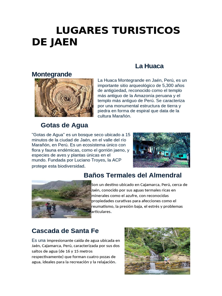 Descubre los Turísticos de Jaén, Perú | PDF | Perú | Entorno natural