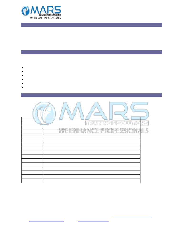 MARS Institute - Course Outline | PDF | Microsoft Excel | Spreadsheet