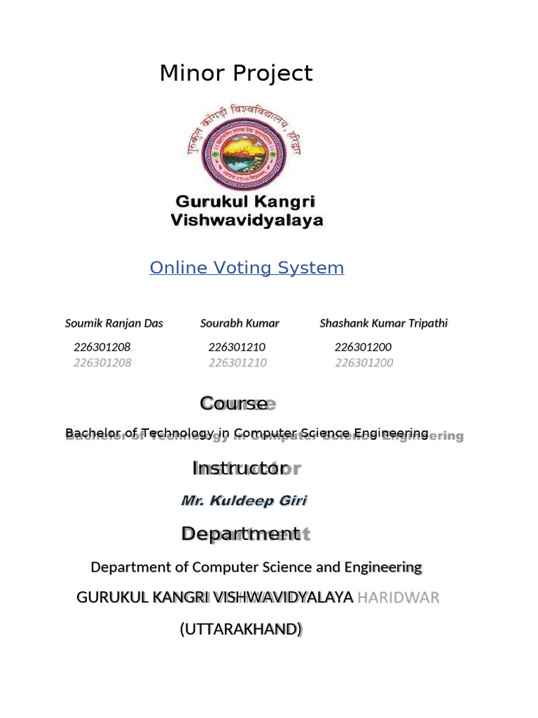 Synopsis of Online Voting System | PDF | Electronic Voting | Client–Server Model