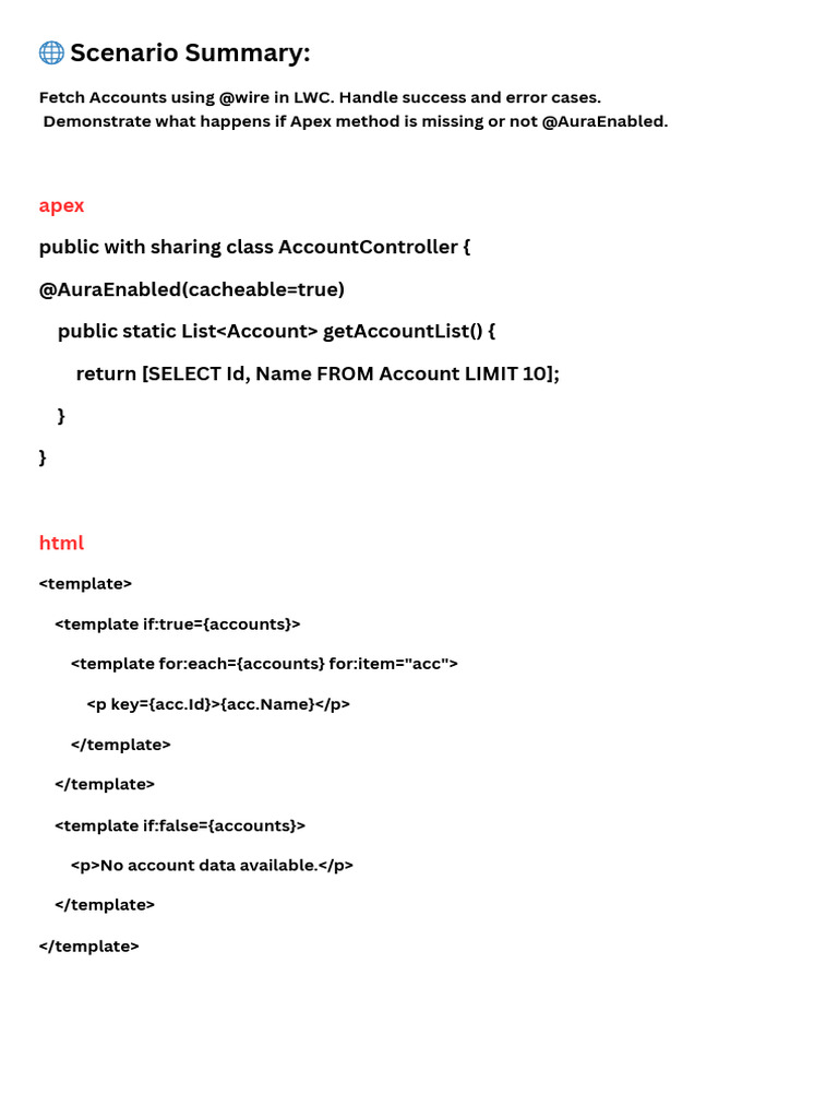 LWC + Apex - Display Account List With Error Handling | PDF