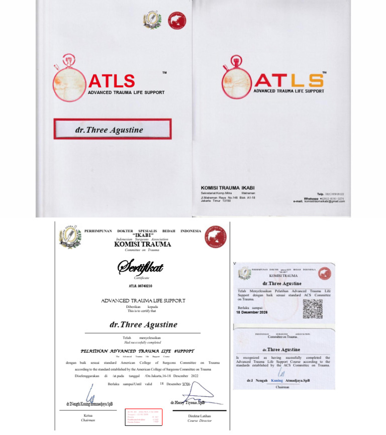 Sertif ATLS - Three Agustine | PDF | Practice Of Medicine | Medical ...