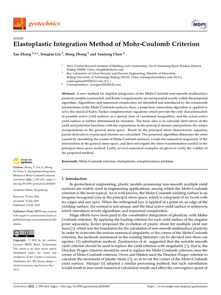 Mohr-Coulomb Elastoplastic Integration Method | PDF | Plasticity ...
