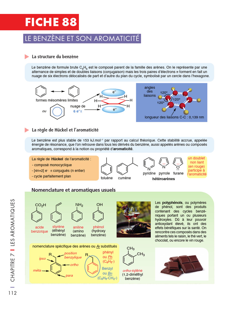 Aromaticité et règle de Hückel du benzène | PDF | Benzène | Substances ...