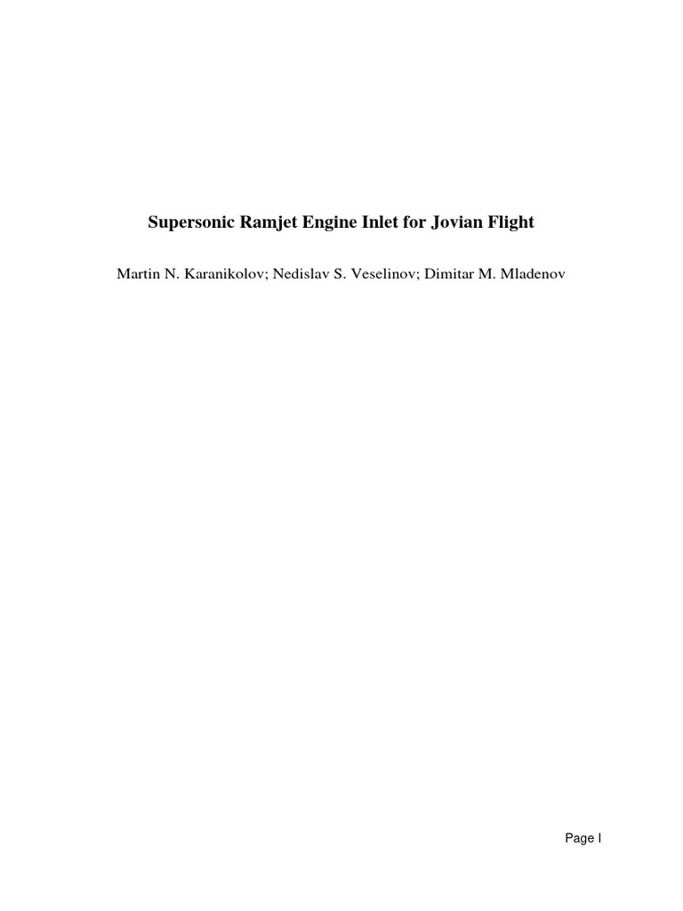 Supersonic Ramjet Engine Inlet For Jovian Flight | PDF | Shock Wave ...