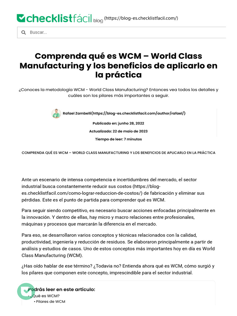 Descubra Qué Es WCM y Los Beneficios de Aplicarlo en La Práctica | PDF ...