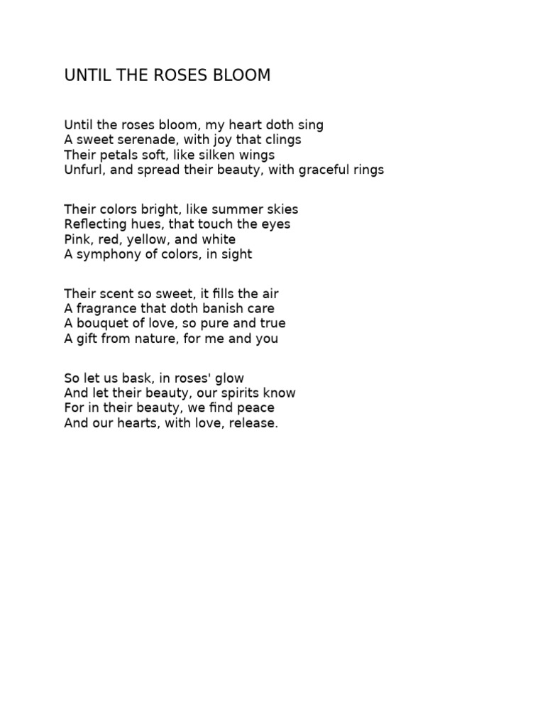 Until The Roses Bloom - Poem | PDF