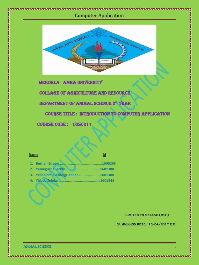 Computer Applications in Animal Science | PDF | Application Software ...