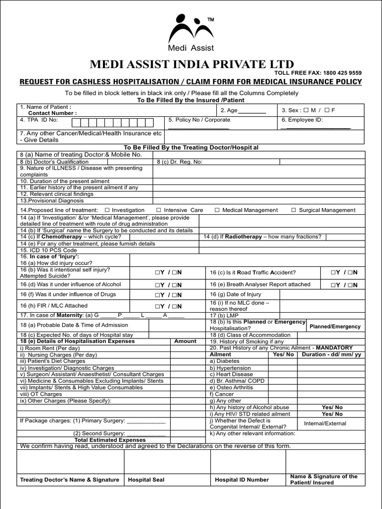 Medi Assist Pre-Auth Form Guide | PDF | Hospital | Patient