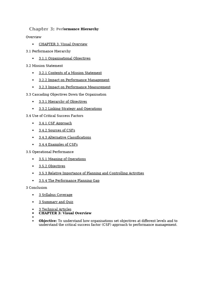 Performance Hierarchy in Organizations | PDF | Product (Business) | Goal