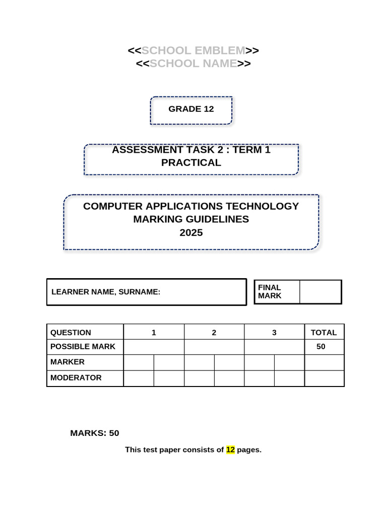 2025 CAT GR 12 Task 2 Pract MG (Final) | PDF