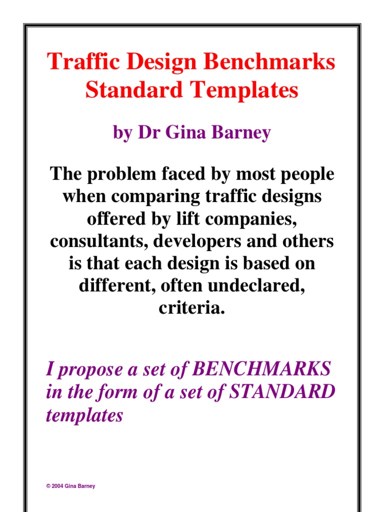 Traffic Design Benchmarks Standard Templates: by DR Gina Barney | PDF ...