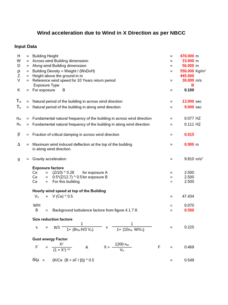 Wind Acceleration Analysis per NBCC | PDF | Physical Phenomena | Mechanics