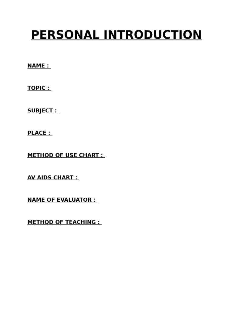Personal Introduction | PDF