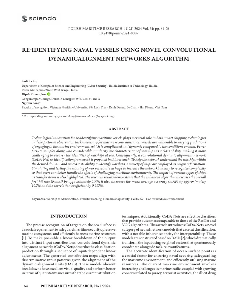 Re Identifying Naval Vessels Using Novel Convolutional Dynamic ...
