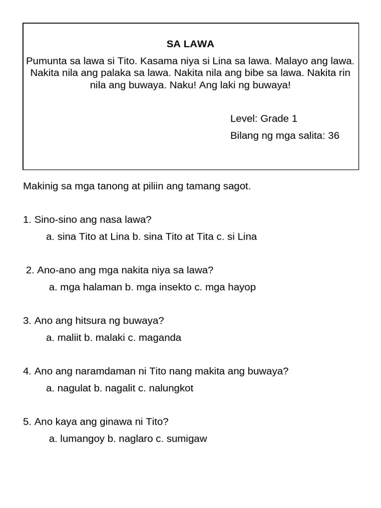 Stage 2 PHIL IRI Reading Passages | PDF