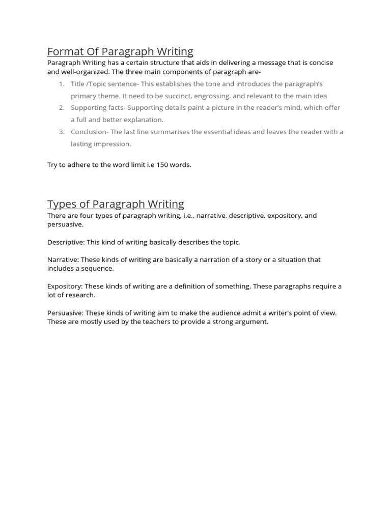 Paragraph Writing | PDF
